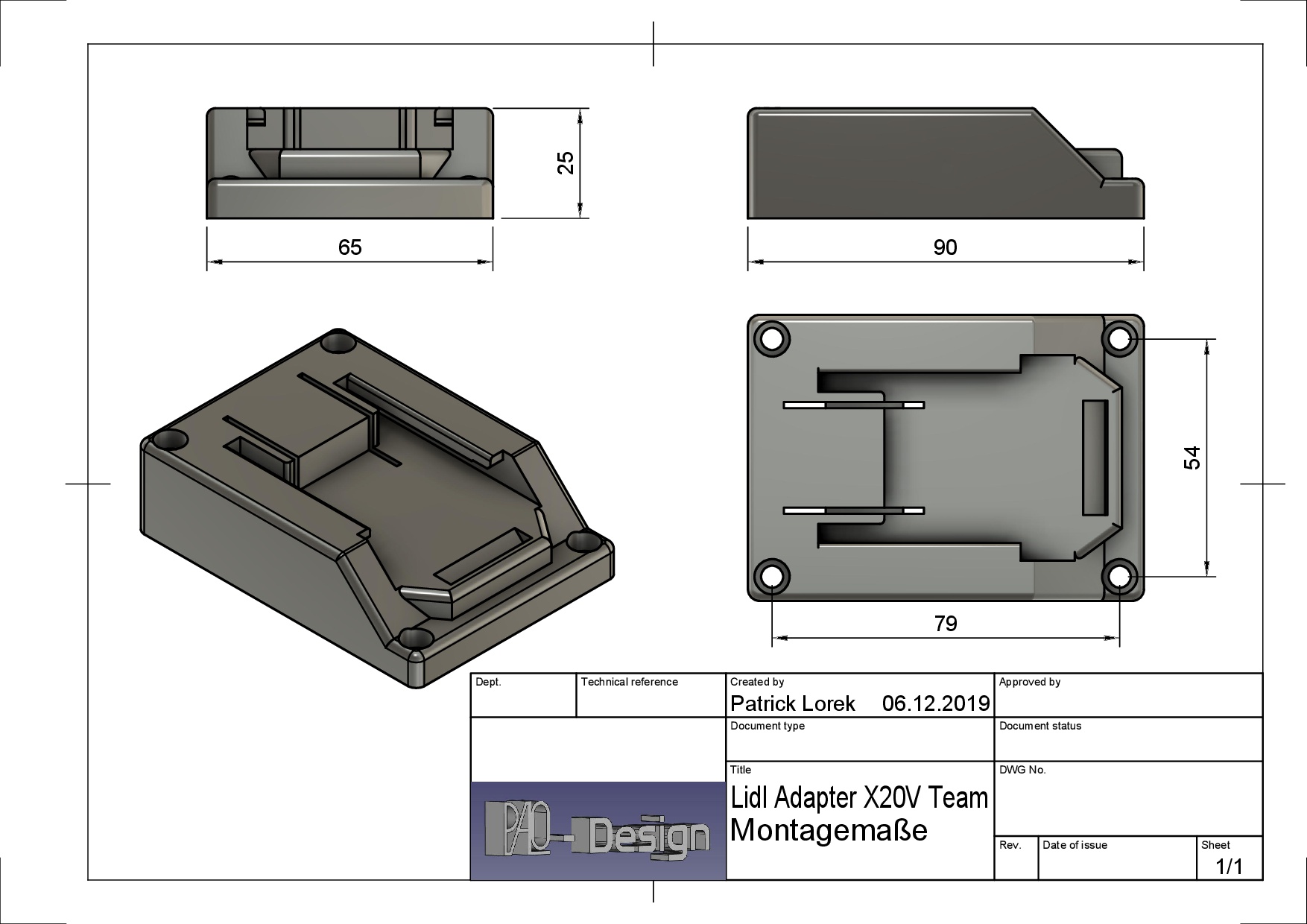 Akkuhalter und Adapter - Adapter Lidl Parkside Team X20V Akku